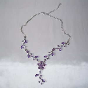 Purple/pink Rhinestone Necklace Jewelry Set, Prom Quenceanera Bridal ...