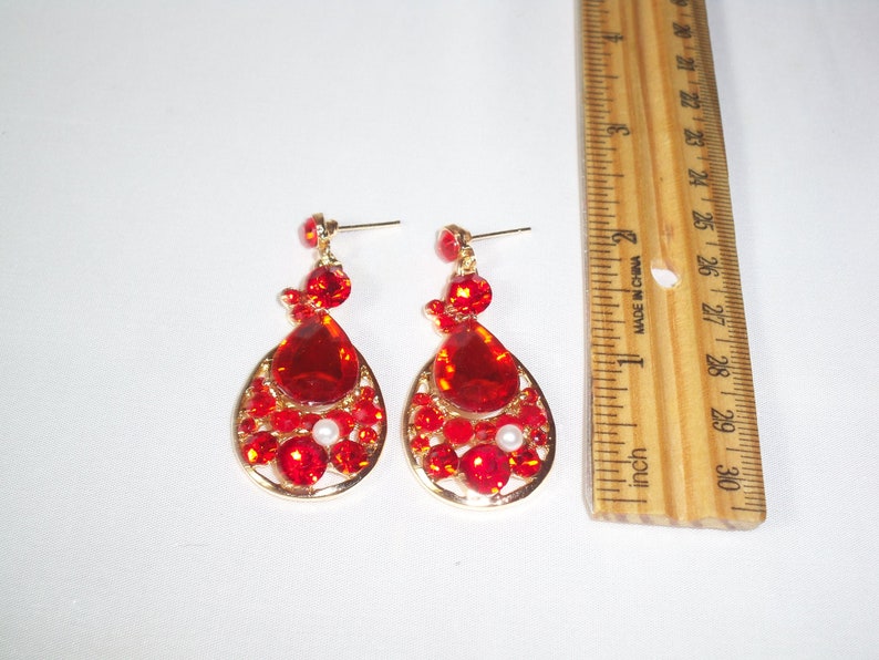 Red Rhinestone Necklace Set, Wedding Jewelry, MOB Necklace, Prom ...