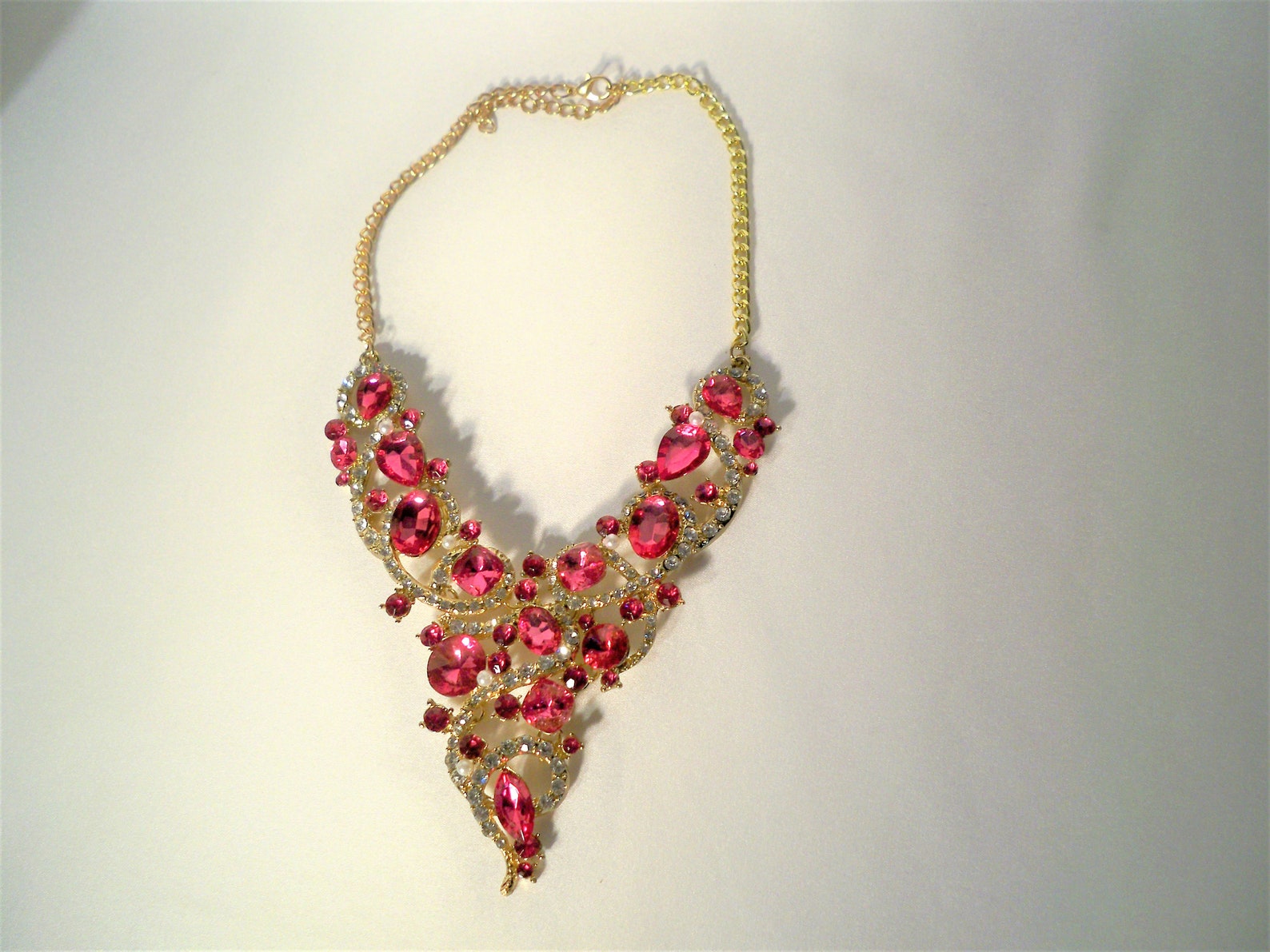 Magenta Rhinestone Necklace Set: Bridal, Prom, Party Jewelry - Etsy