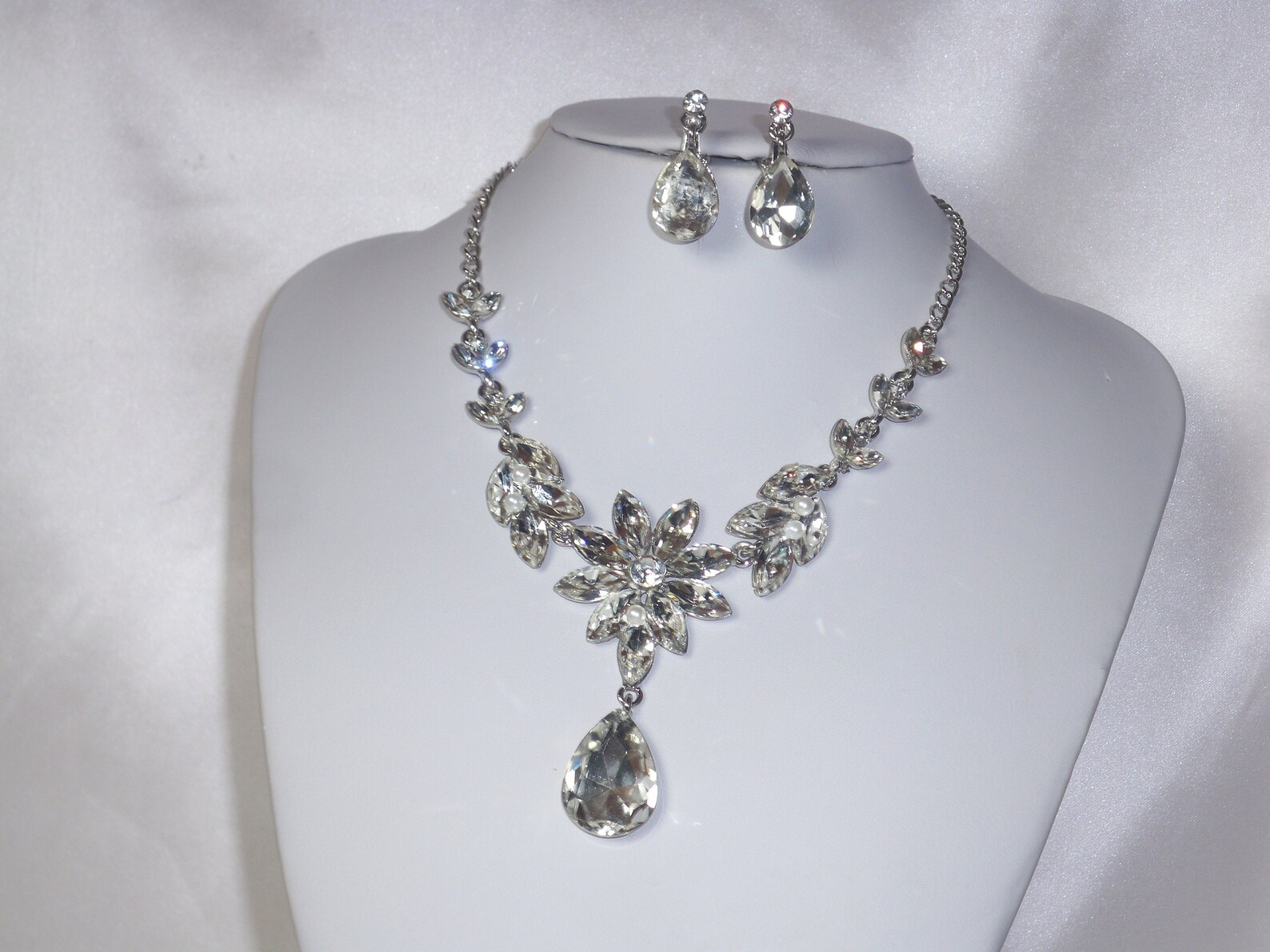 Rhinestone Necklace Set Statement Necklace Bridal Necklace - Etsy