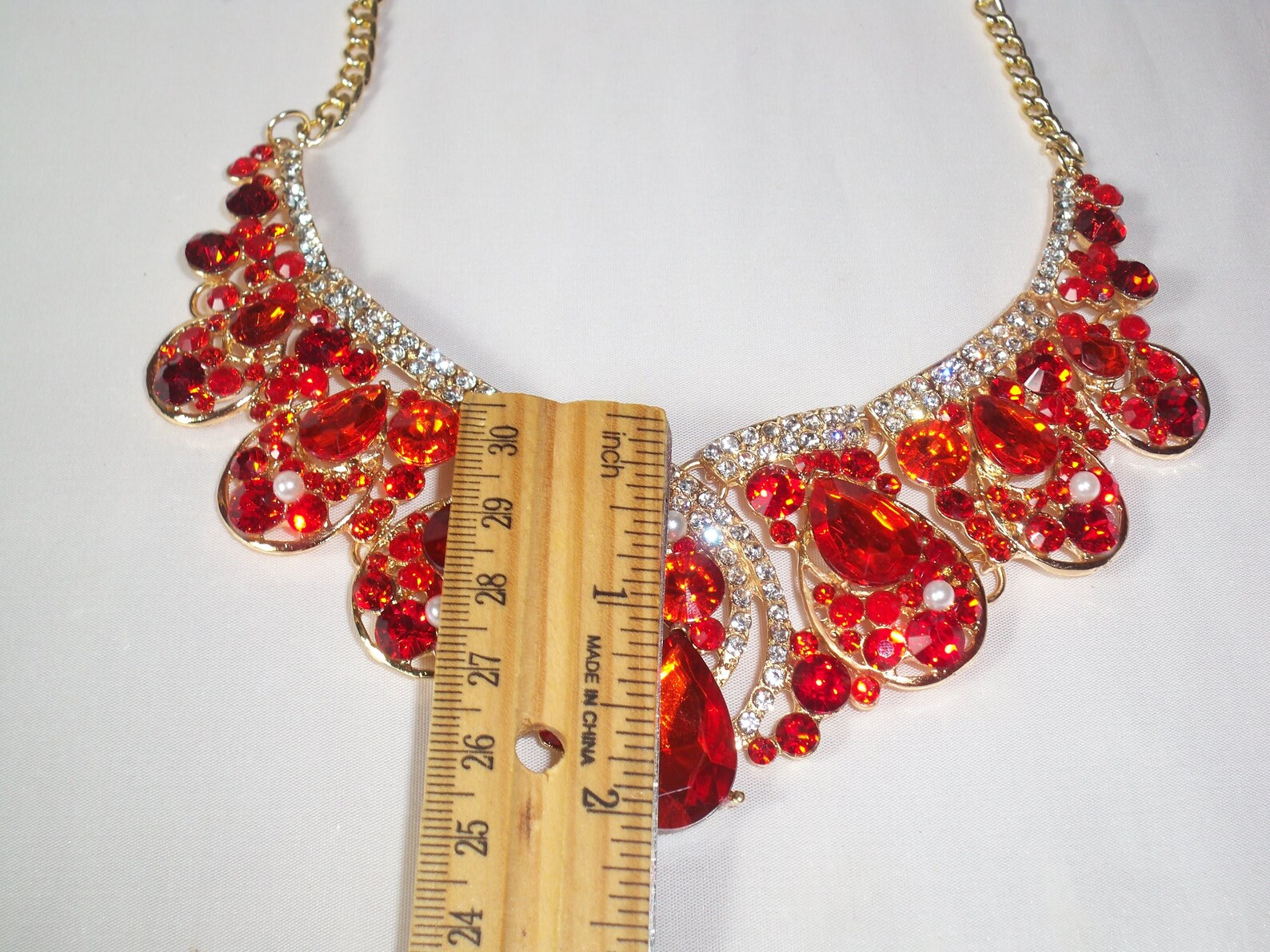 Red Rhinestone Necklace Set, Wedding Jewelry, MOB Necklace, Prom ...