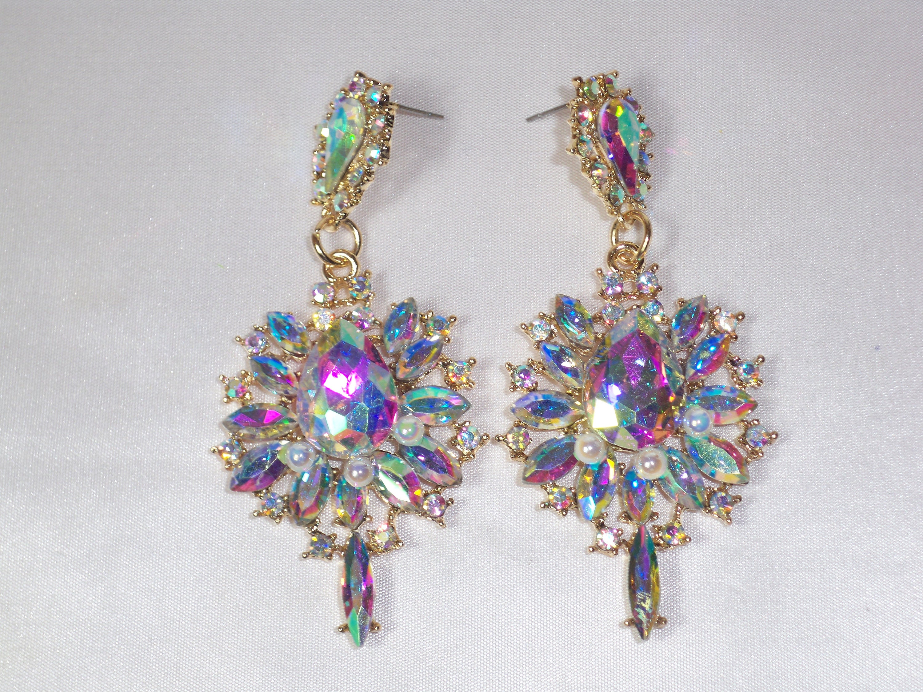 AB Rhinestone Earrings Crystal Earring Prom Earrings Bridal - Etsy