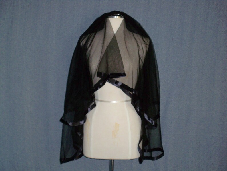 2 Tier Black Veil Goth Veil Gothic Wedding Veil Mourning - Etsy