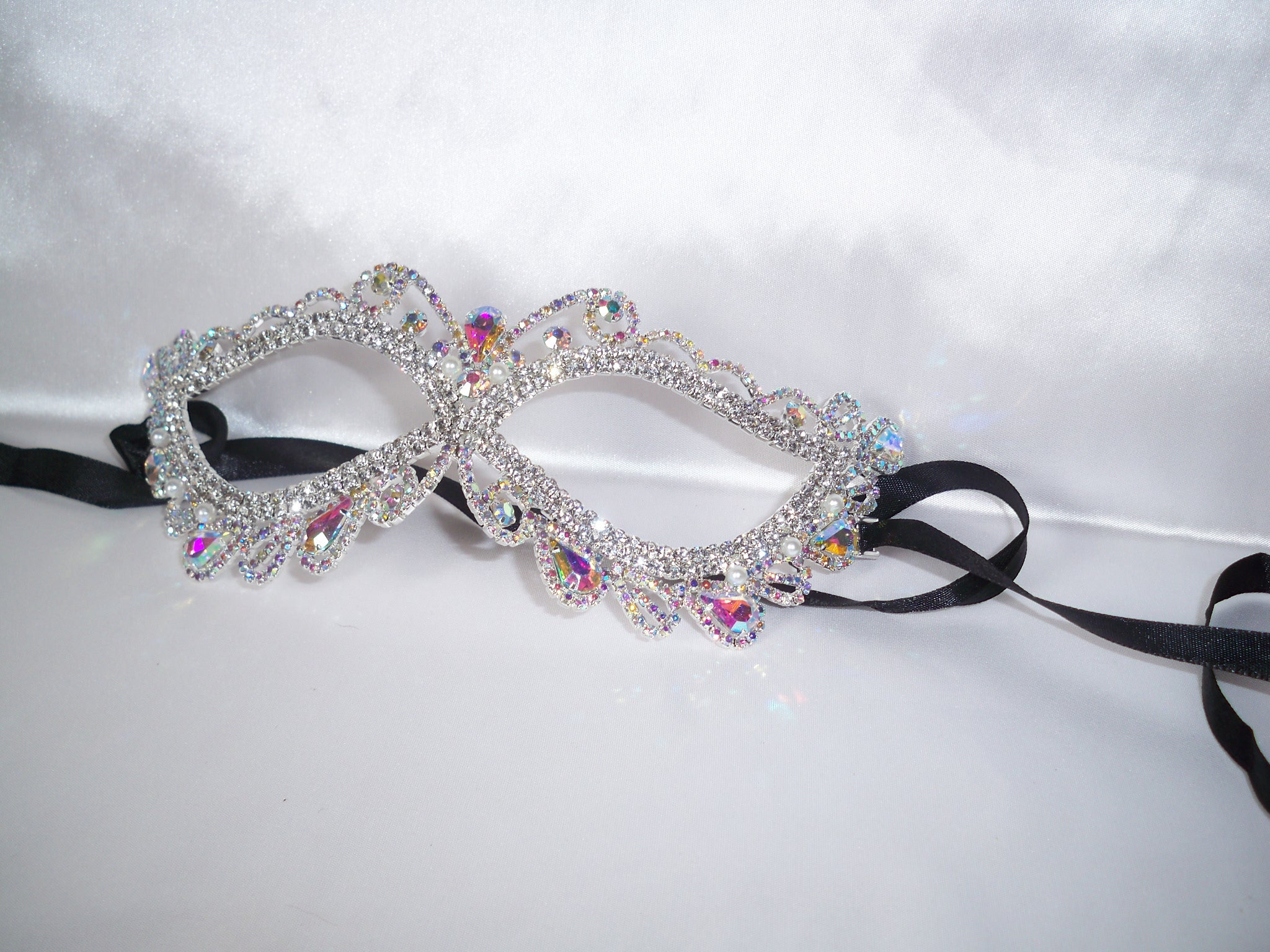 Silver AB rhinestone maskbridal maskwedding maskmasquerade | Etsy