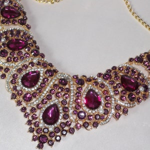 Purple Rhinestone Necklace Set,statement Necklace,bridal Necklace ...