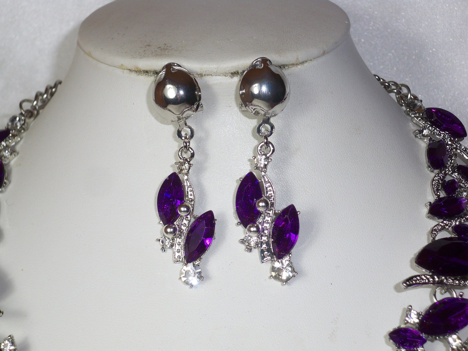 Purple Necklace Set, 4pc Necklace Set, Statement Necklace, Pageant ...