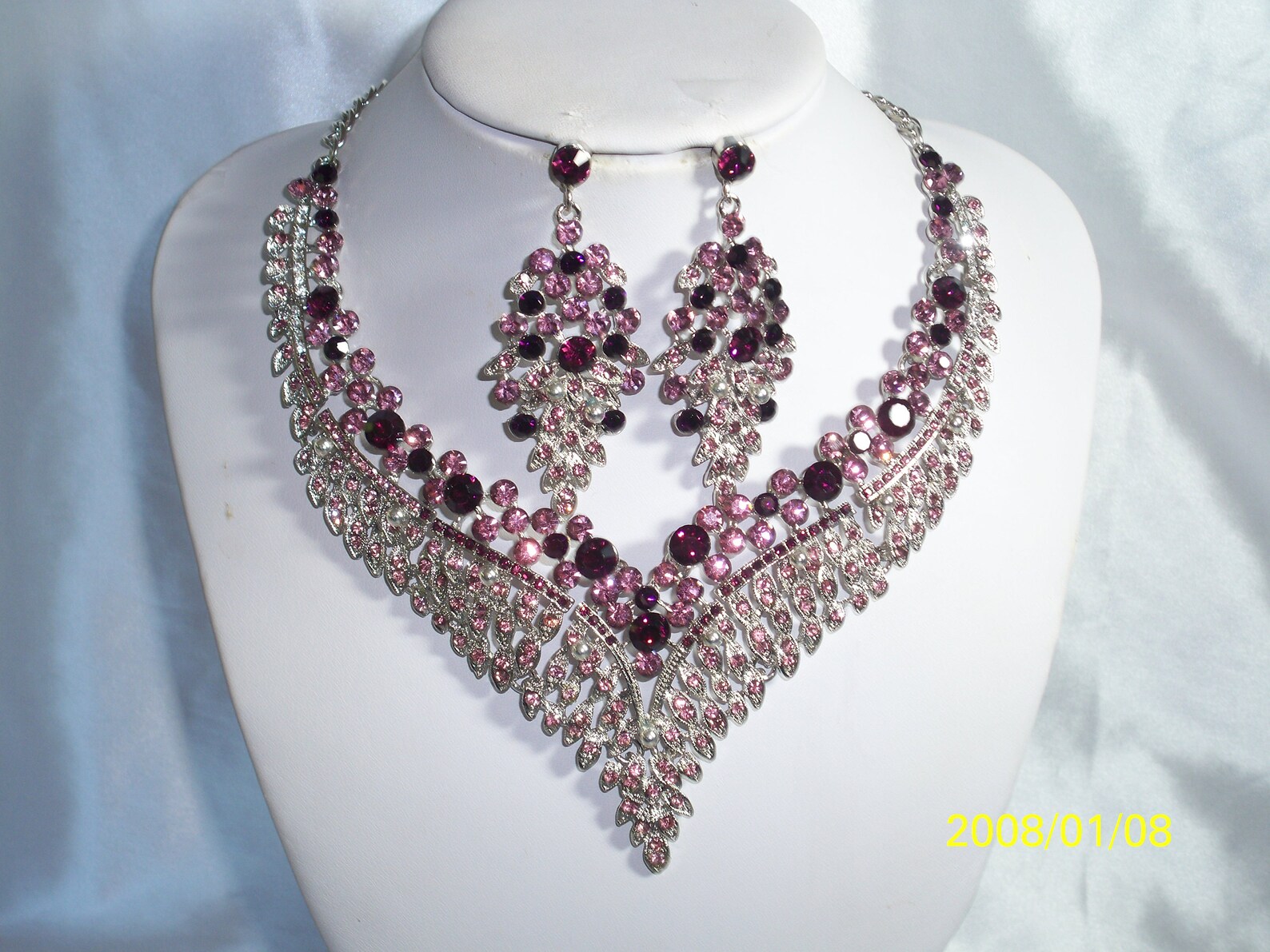 Purple Rhinestone Necklace Set Prom Party Necklace Ballroom | Etsy