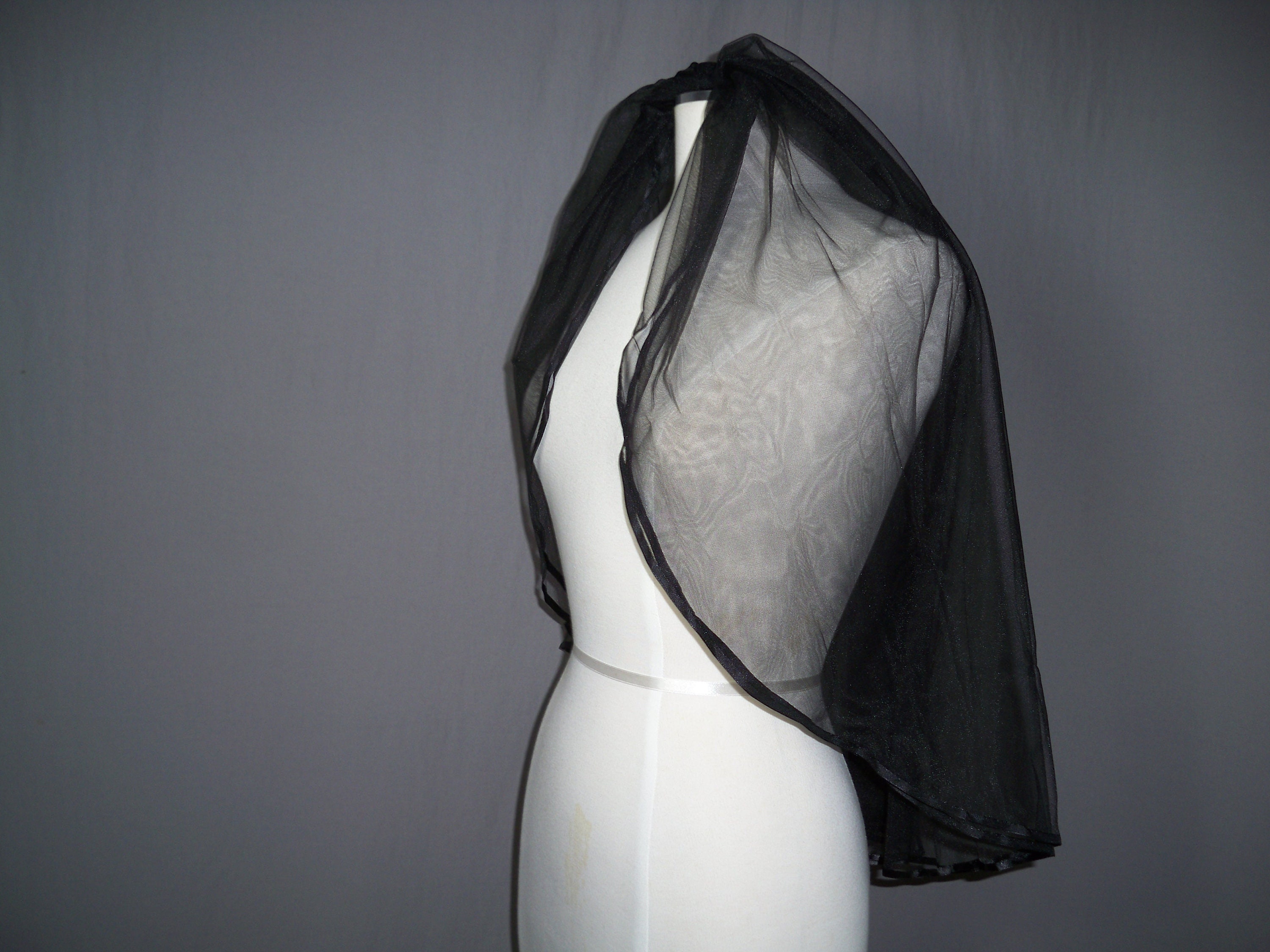 2 tier black veil goth veil gothic wedding veil mourning | Etsy
