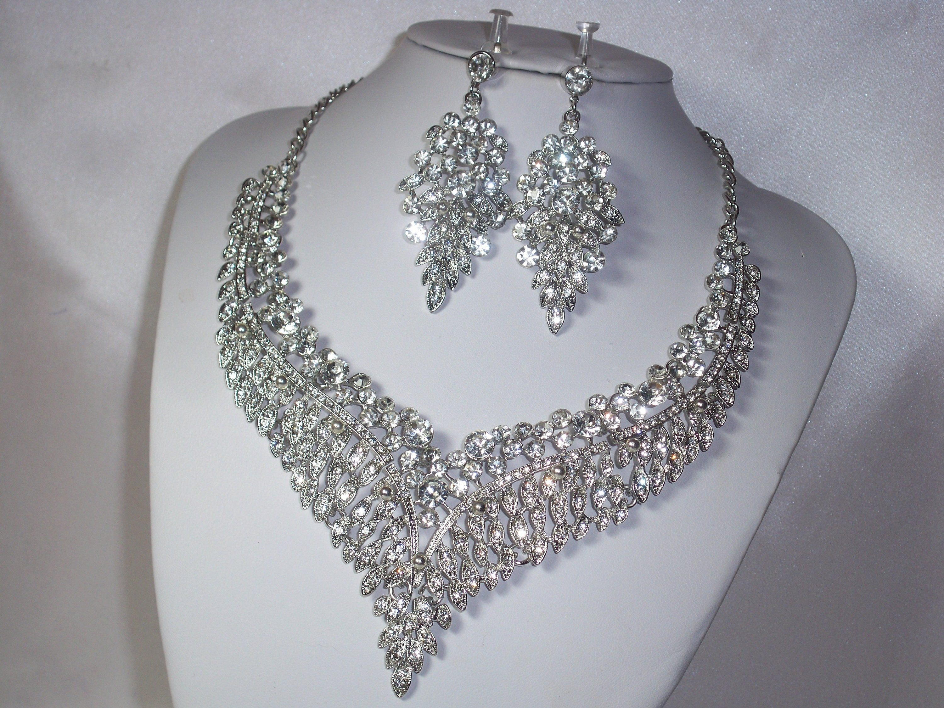 Necklace Set, Rhinestone Necklace Set, Bridal Necklace, Wedding ...
