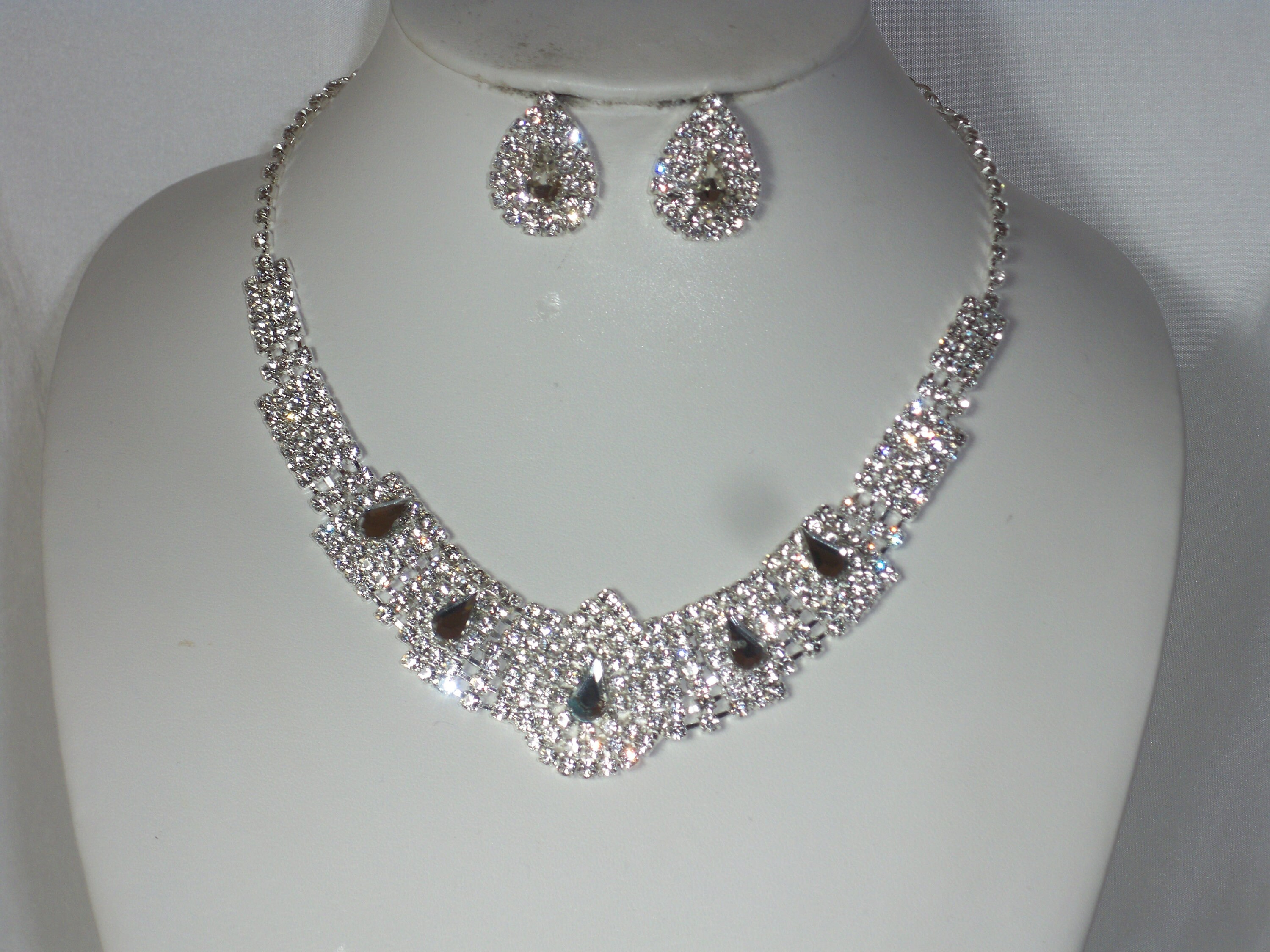 Rhinestone Necklace Set Bridal Necklace Prom Necklace - Etsy