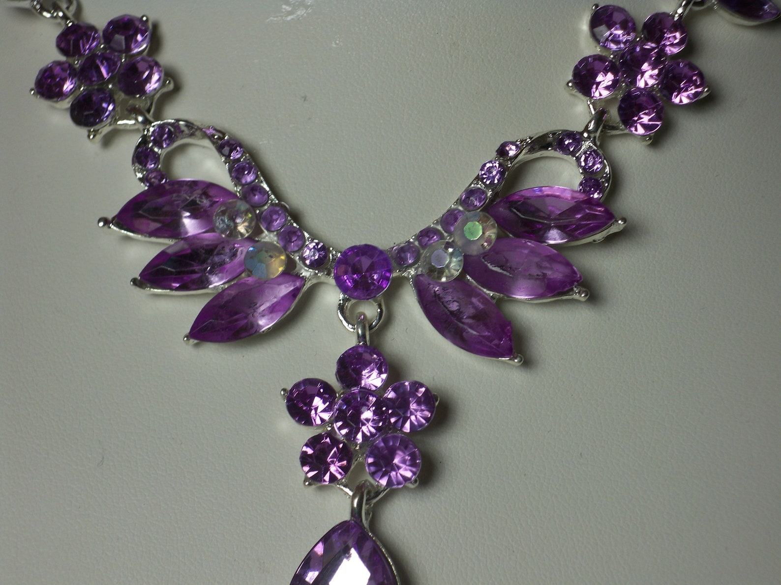 Purple Rhinestone Necklace and Earrings Set Wedding Bridal - Etsy