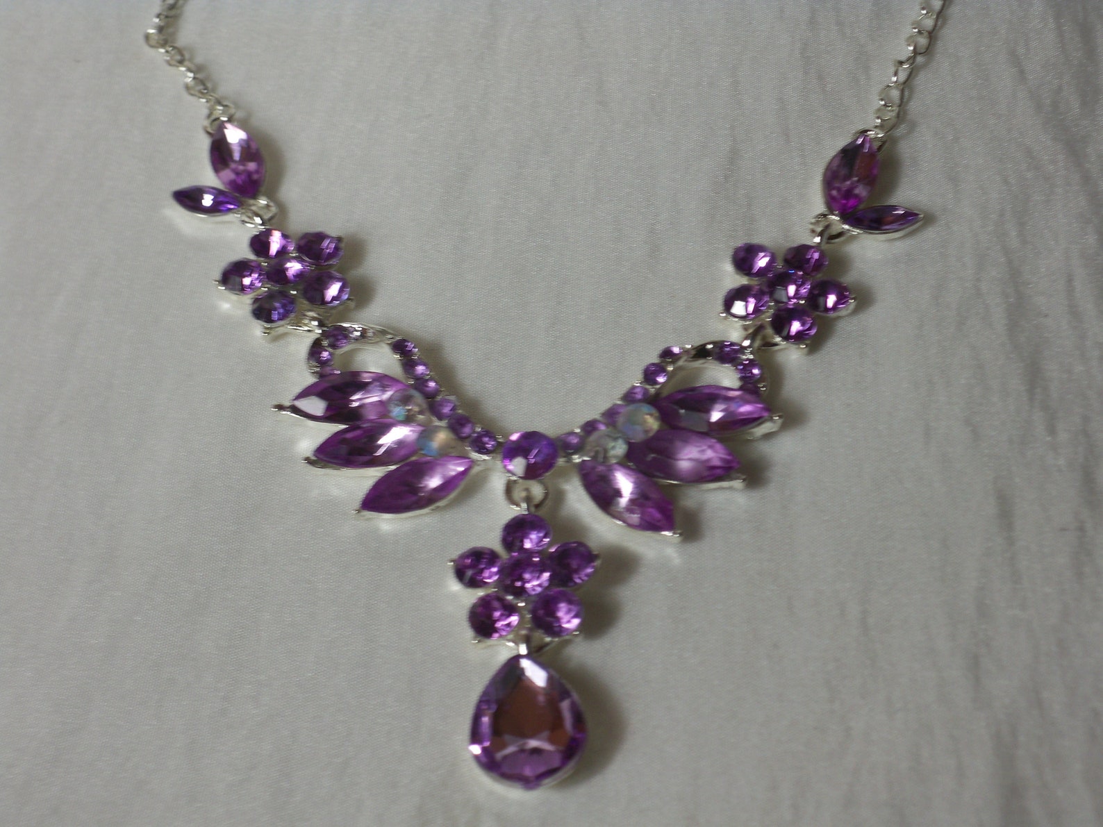 Purple Rhinestone Necklace and Earrings Set Wedding Bridal - Etsy