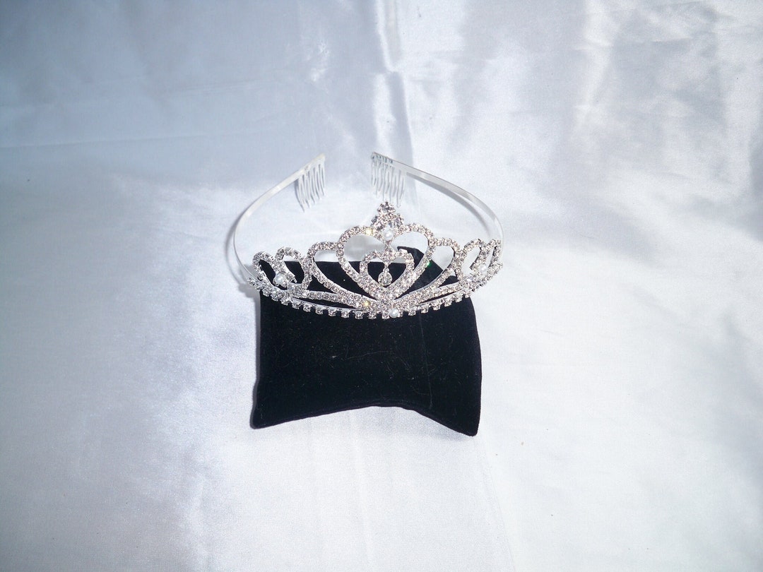 Heart Rhinestone Tiara Crown Head Piece, Wedding Bridal Prom Homecoming ...