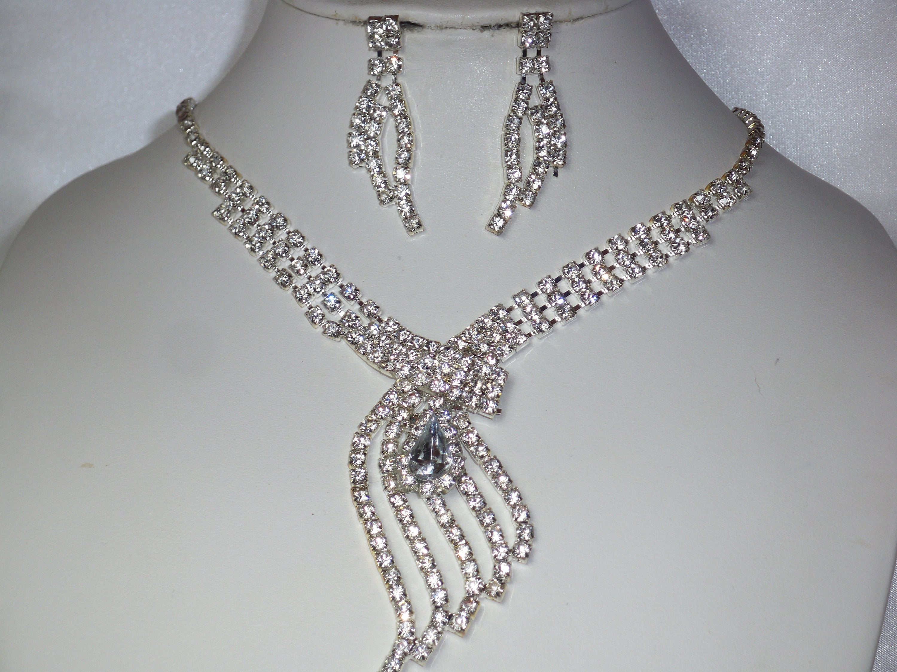 Rhinestone Necklace Set Bridal Jewelry Prom Necklace - Etsy