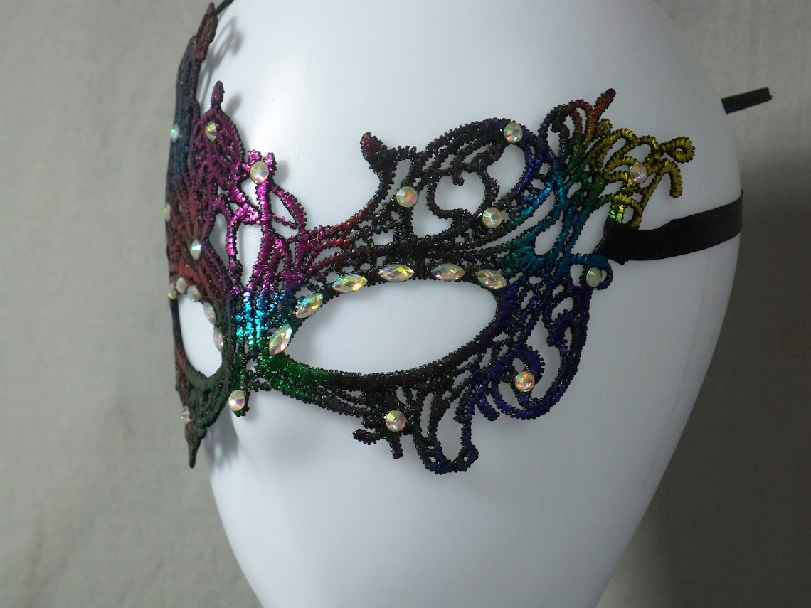 Multi Color Mask Rainbow Mask Halloween Mask Masquerade | Etsy