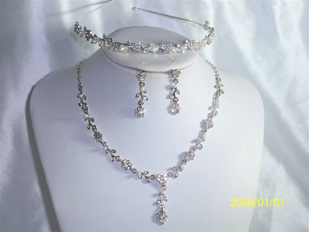 Tiara Crown Set, Necklace and Tiara Set, Prom Quinceanera Bridesmaid ...