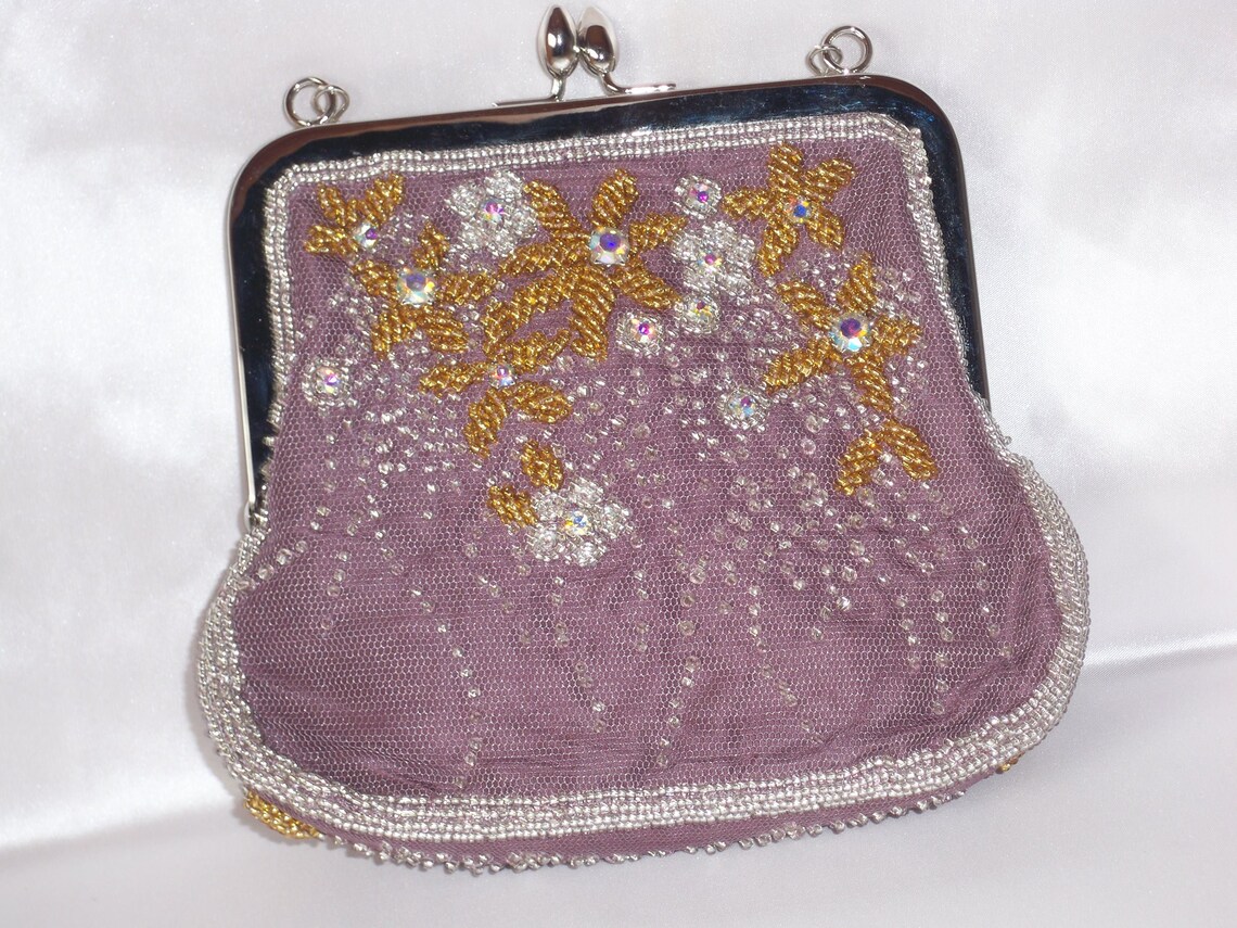 Purple Plum Beaded Rhinestone Evening Formal Wear Bag Purse - Etsy