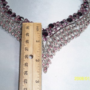Purple Rhinestone Necklace Set, Prom Party Necklace, Ballroom Dance ...