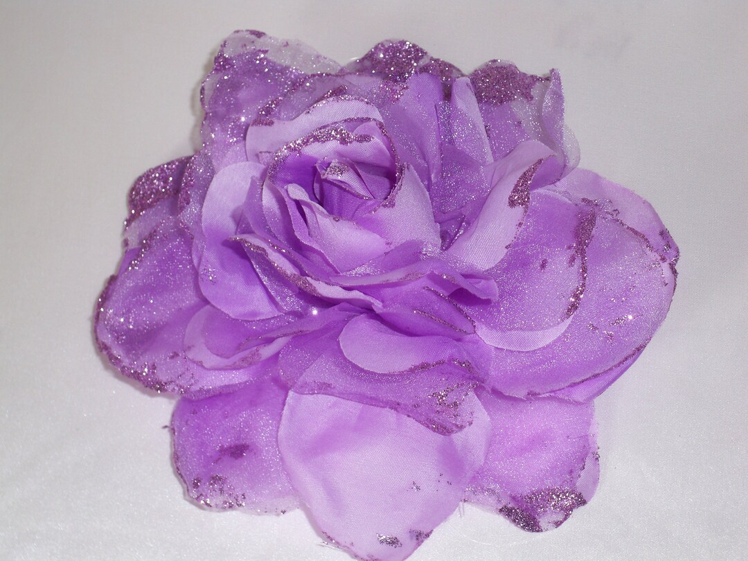 Large Purple Glitter Flower Hair Clip: Wedding Hairpiece - Etsy
