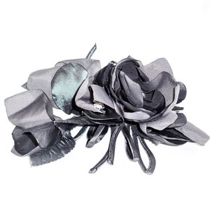 Large Satan Grey/black Flower Rose Flower Millinery Fabric Flower ...