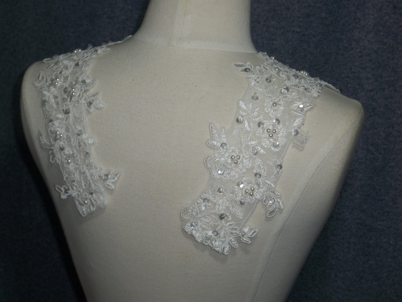 Detachable Lace Bridal Straps Pair Beaded Attachable Bridal | Etsy