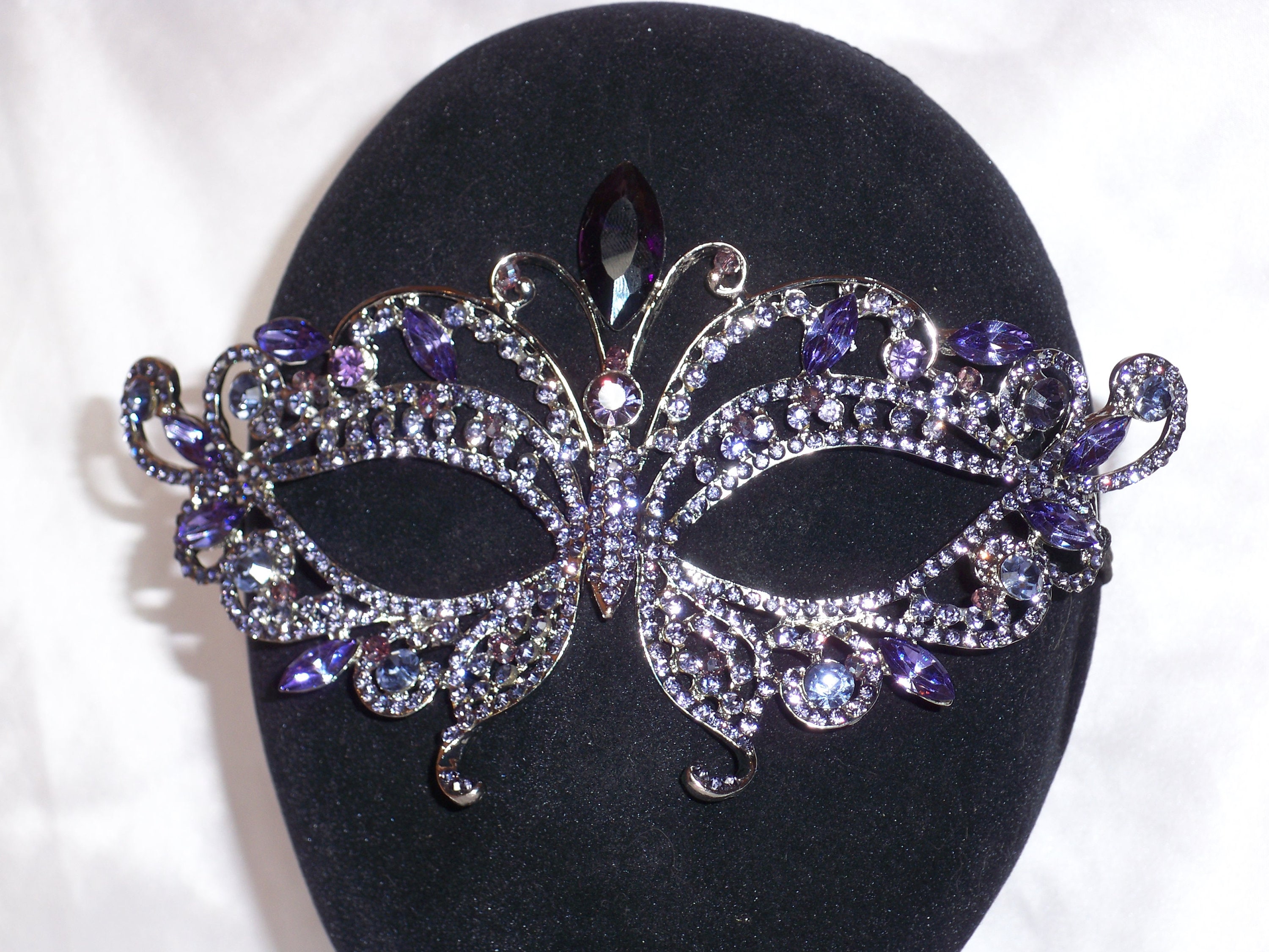 Purple Rhinestone Crystal Mask Masquerade Ball Mask Costume | Etsy