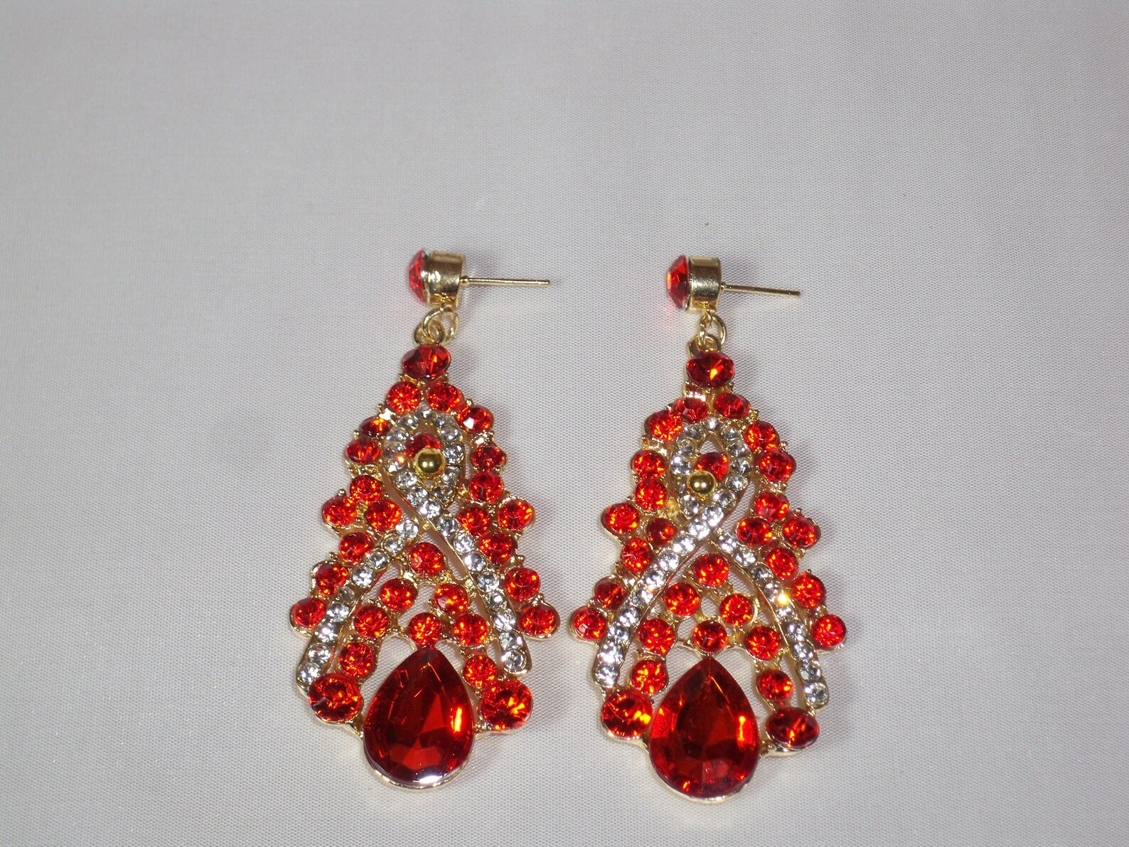 Red Rhinestone Necklace Set Wedding Necklace Pageant - Etsy