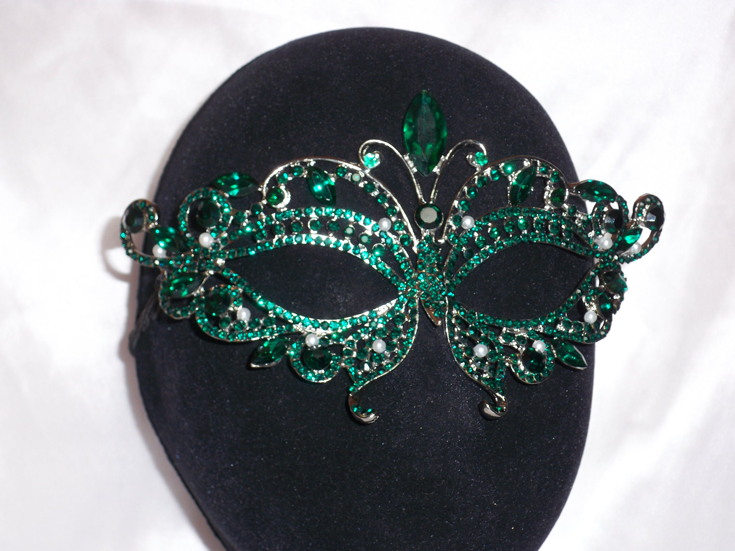 Green Rhinestone Mask Green Mask Masquerade Ball Mask - Etsy