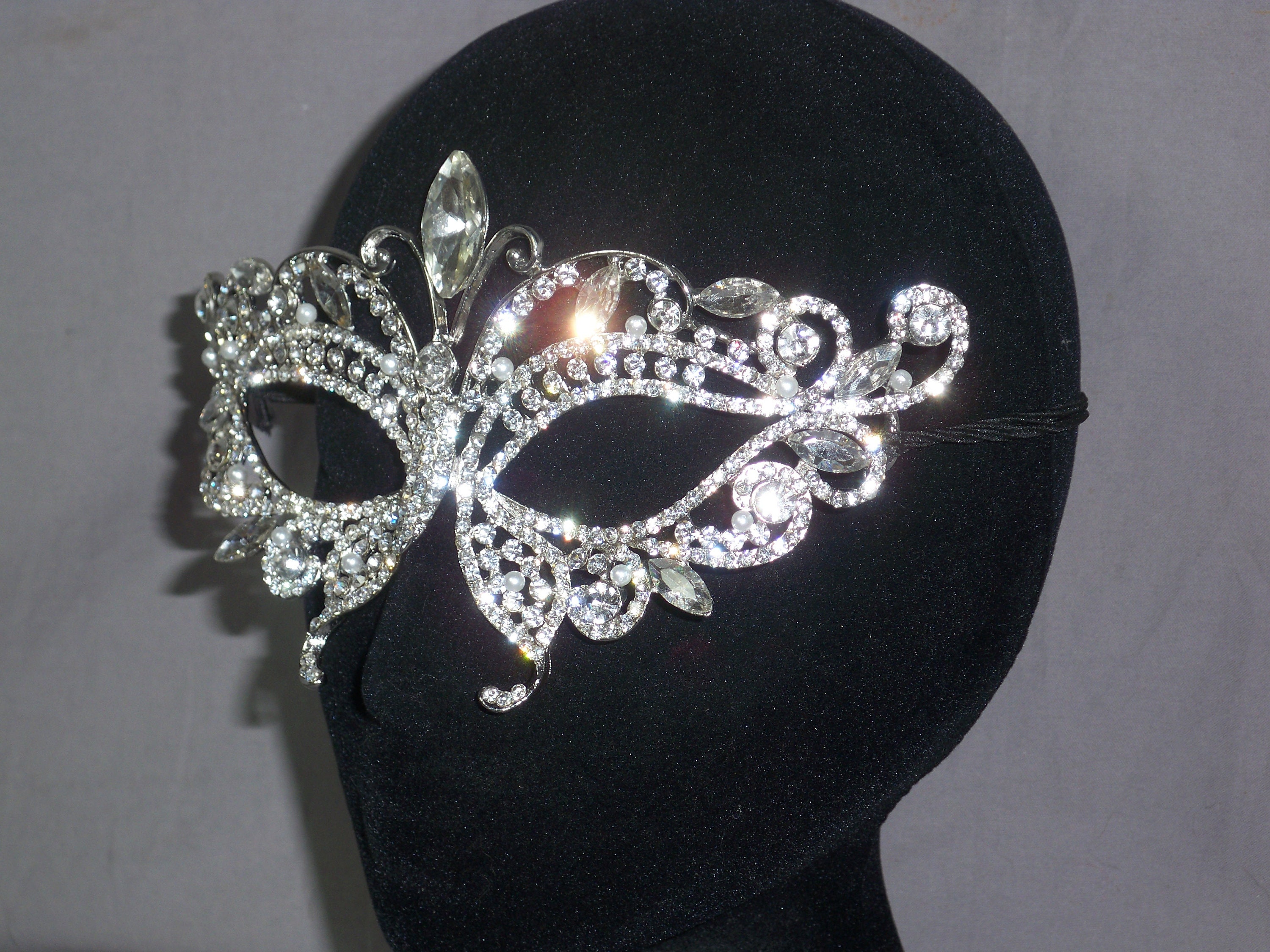 Rhinestone Mask Silver Crystal Mask Bridal Mask Wedding - Etsy