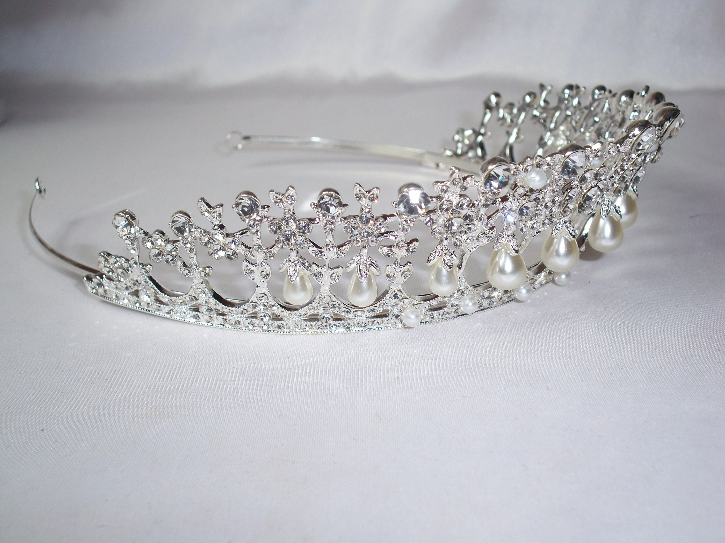 Rhinestone Pearl Tiara Crown Bridal Tiara Prom Tiara | Etsy