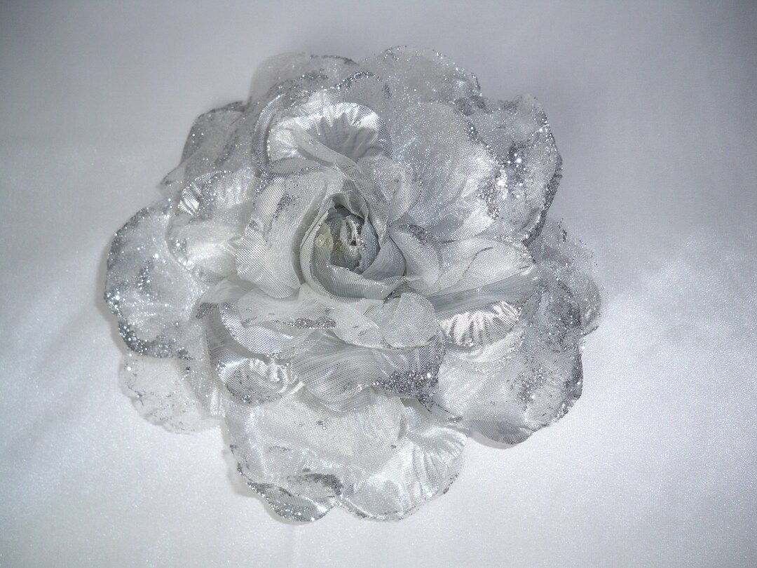 Silver Flower Hair Clip,flower Hair Pin Flower Hair Piece,flower Hair ...