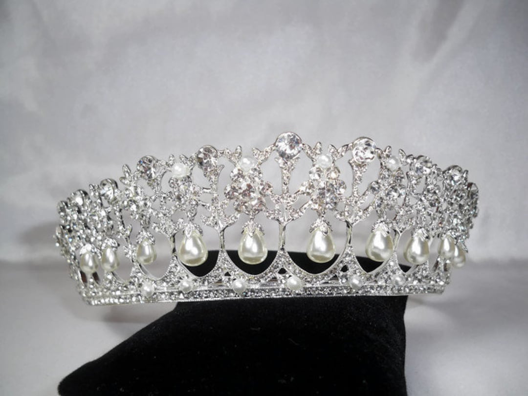 Rhinestone Pearl Tiara Crown, Bridal Tiara, Prom Tiara, Quenceanera ...