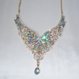 Crystal Necklace Set, AB Rhinestone Necklace Set, Pageant Necklace ...