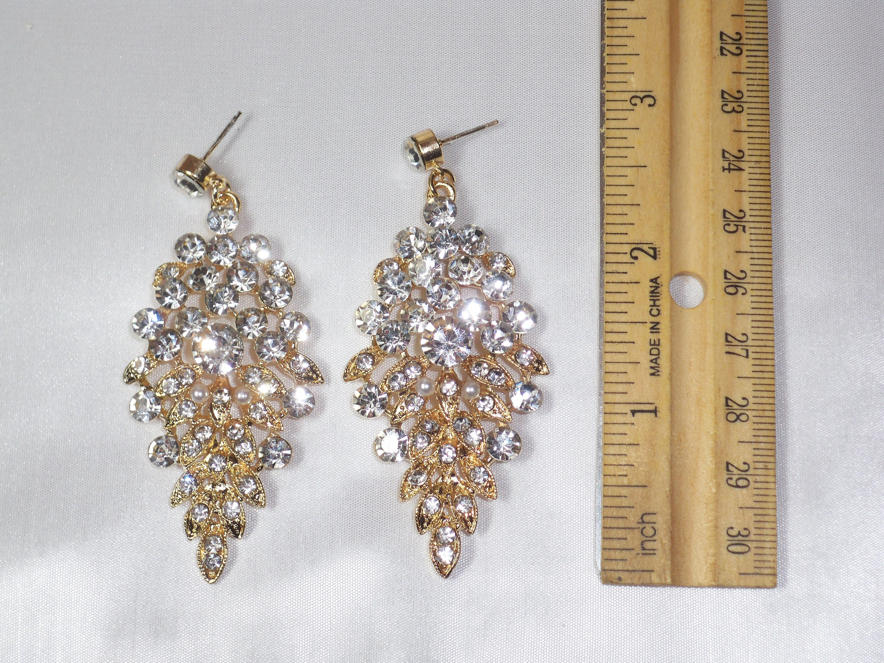 Gold Necklace Set, Rhinestone Necklace Set, Bridal Necklace, Wedding ...