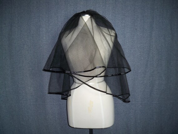 2 Tier Black Veil Goth Veil Gothic Wedding Veil Mourning - Etsy
