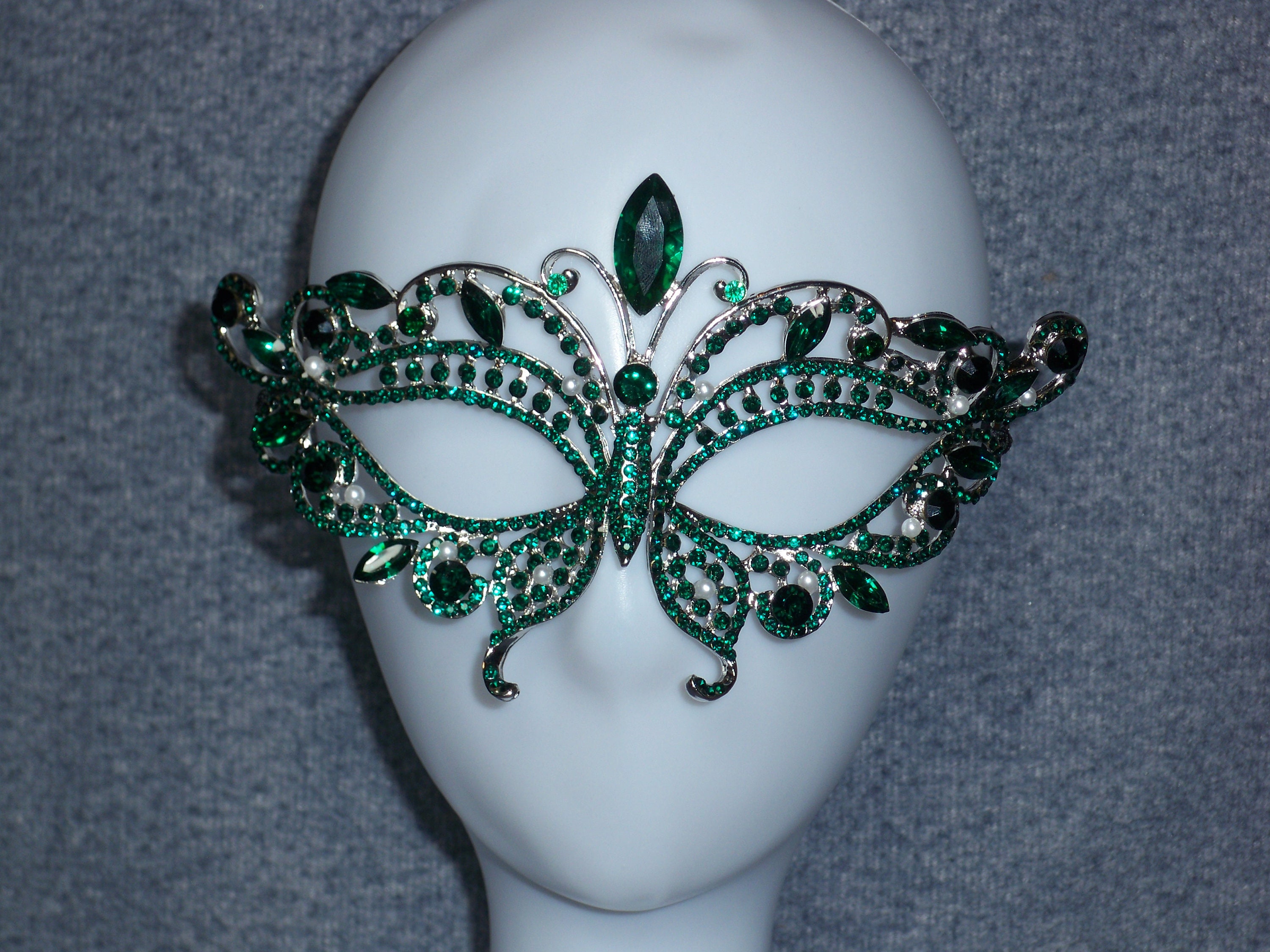 Green Rhinestone Mask Green Mask Masquerade Ball Mask - Etsy