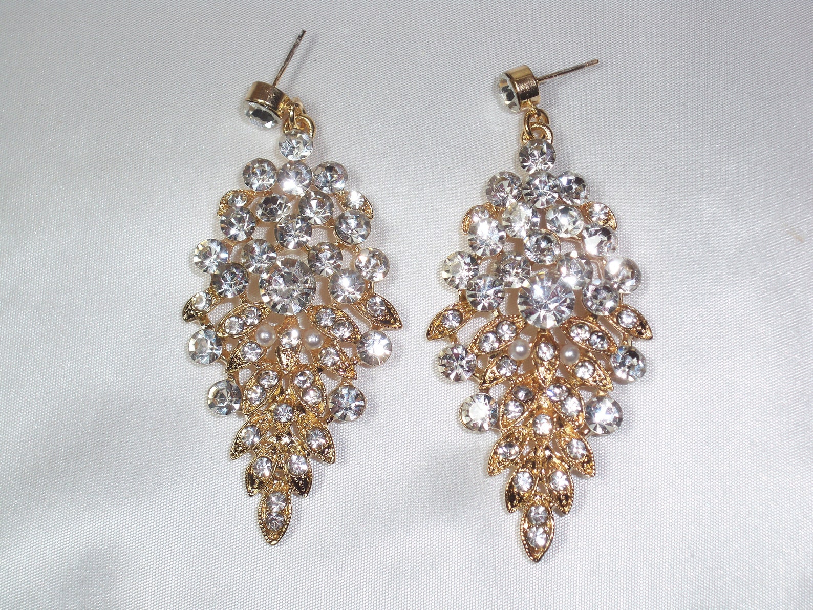 Gold Necklace Set, Rhinestone Necklace Set, Bridal Necklace, Wedding ...