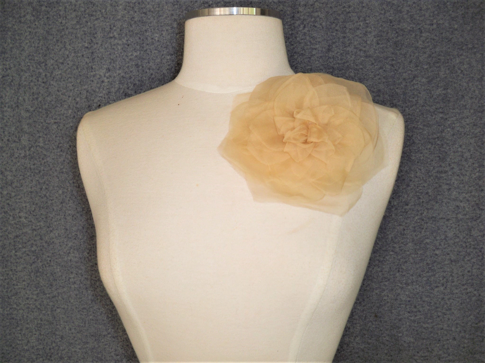Large Organza Flower Beige Tan Gardenia Flower Millinery - Etsy