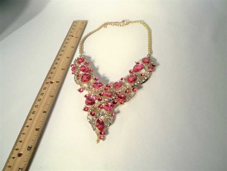 Magenta Rhinestone Necklace Set: Bridal, Prom, Party Jewelry - Etsy