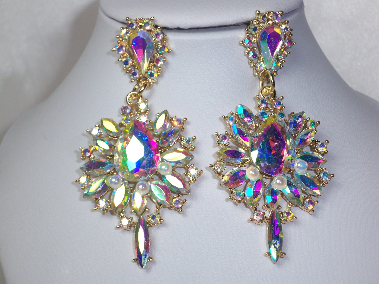 AB Rhinestone Earrings Crystal Earring Prom Earrings Bridal - Etsy