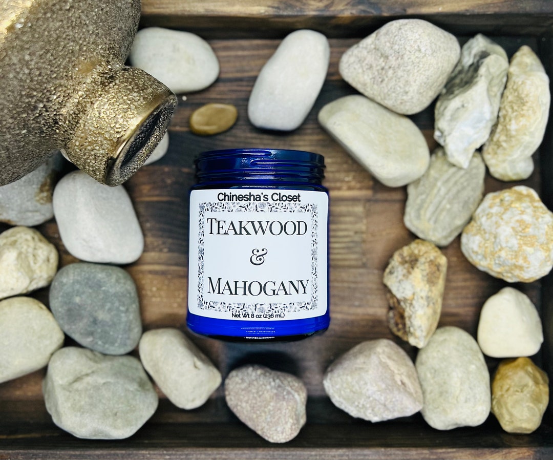 Teakwood & Mahogany Soy Candle, Wood Wick, Masculine Scent - Etsy