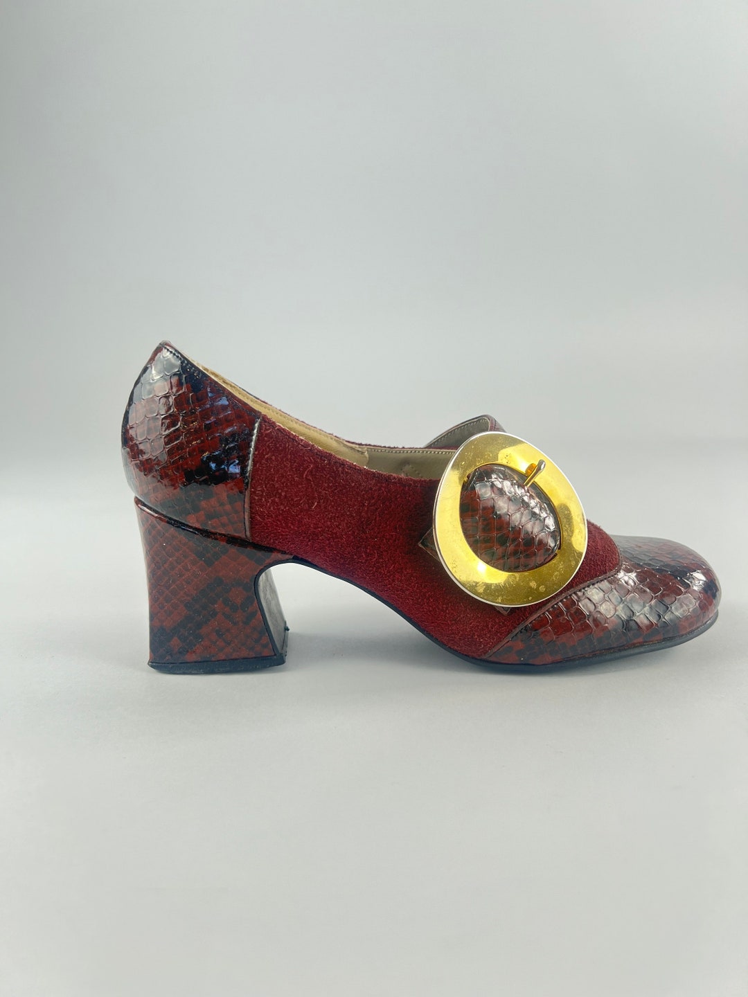 Vintage 1960's Suede Loafers With Chunky Heel, 60's Mod Shoes, Suede ...