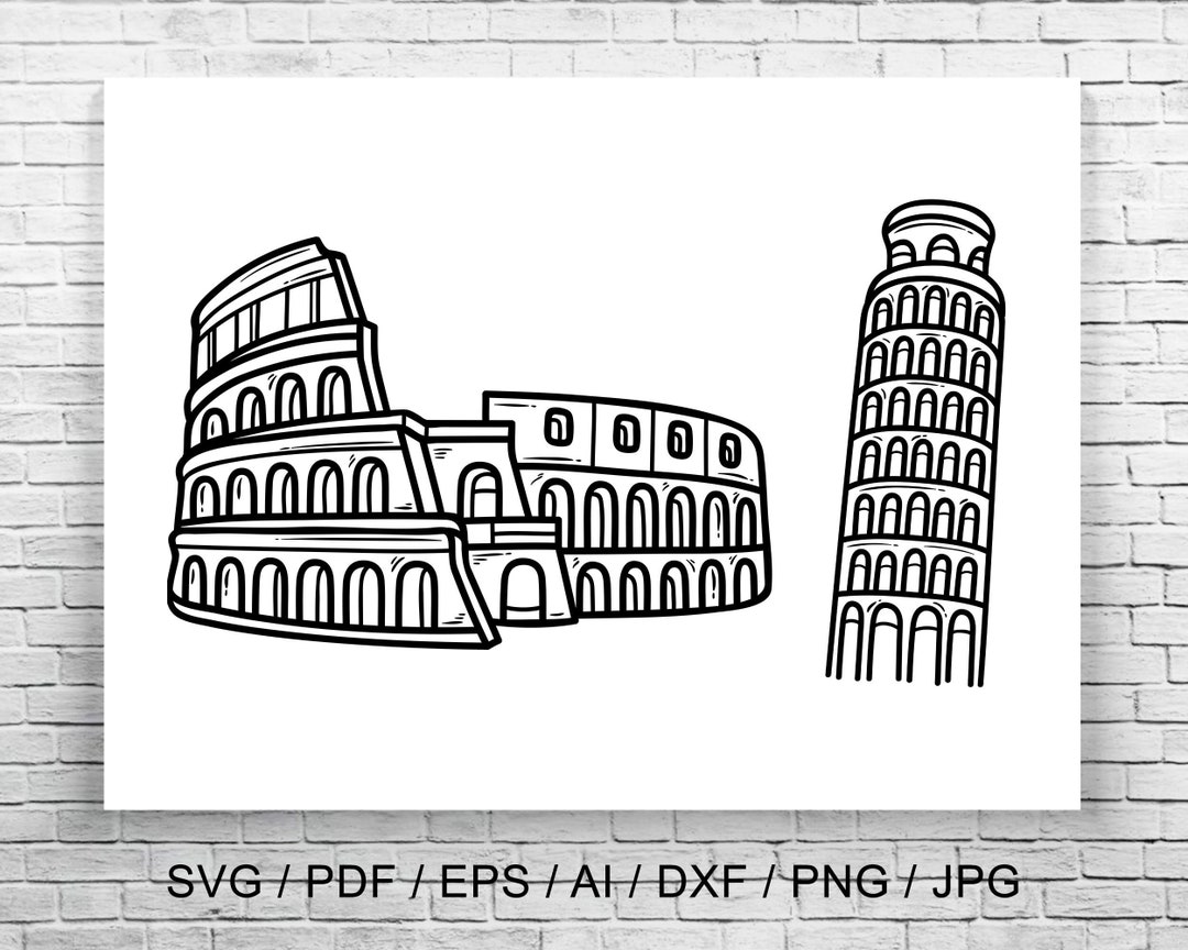 Rome Black Vector Cricut Svg Leaning Tower of Pisa Svg Cutting File ...