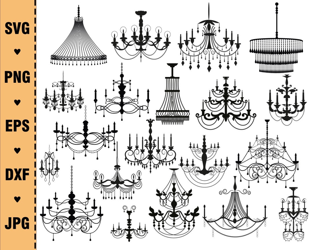 Chandelier SVG Files Fancy Chandelier Clip Art Chandelier Wall - Etsy