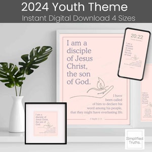 2024 Youth Theme I Am a Disciple of Christ Young Women LDS Poster for ...