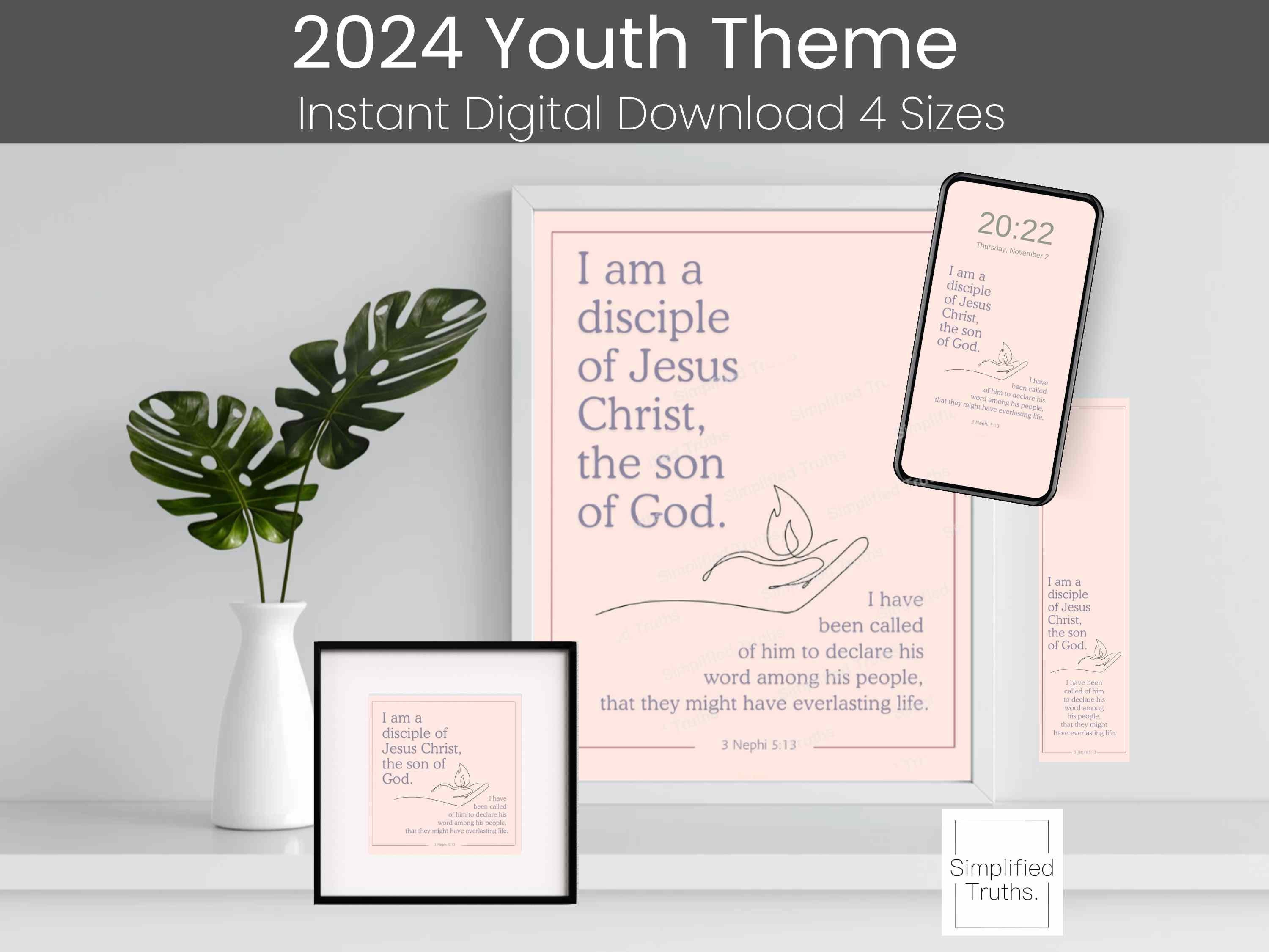 2024 Youth Theme I Am a Disciple of Christ Young Women LDS Poster for ...