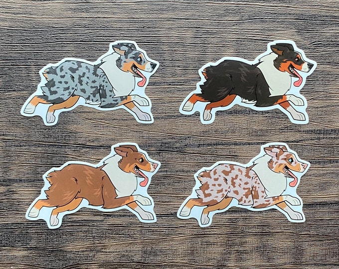 Australian Shepherd Sticker Aussie Chibi Puppy Dog, Vinyl, Hand Drawn ...