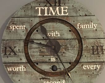 32 Inch Nautical Cable Wire Spool Clock/ Shabby Chic Wall Clock ...