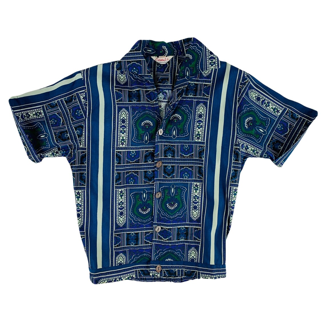 Vintage 1950s Blue Mens Patio Cabana Shirt Catalina Button Down - Etsy