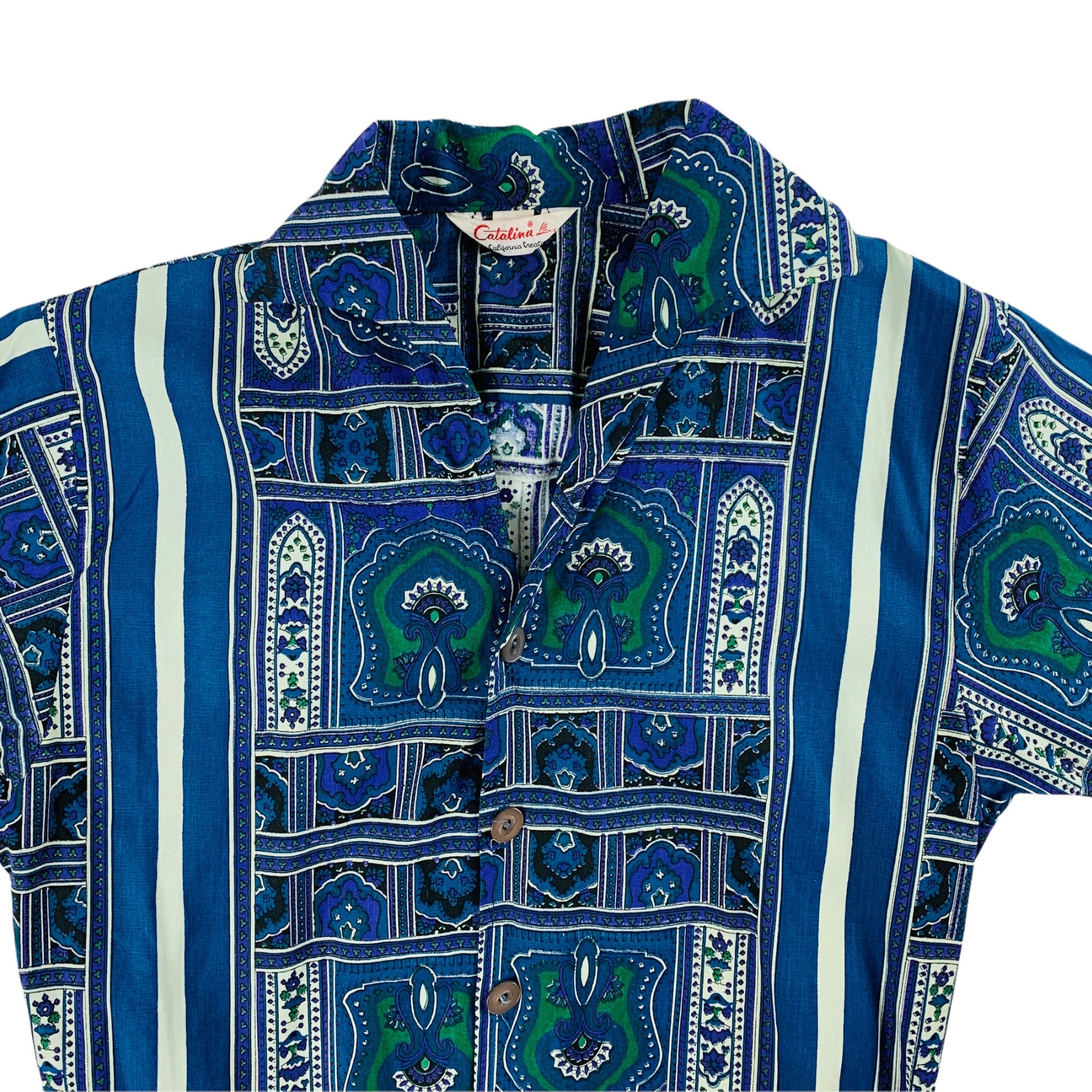 Vintage 1950s Blue Mens Patio Cabana Shirt Catalina Button Down - Etsy